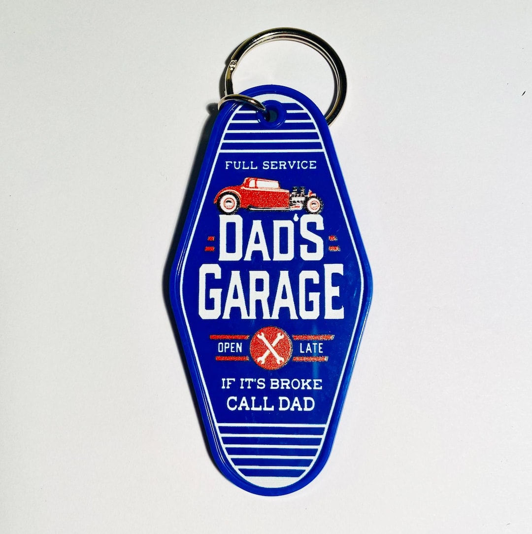 Dad's Garage Keychain | Car, Truck, Tractor Authentic Retro Tag Fathers ...