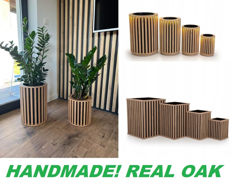 Handmade Real Wood Wooden Pot Planter Wall Panels Slats Real Oak Side ...