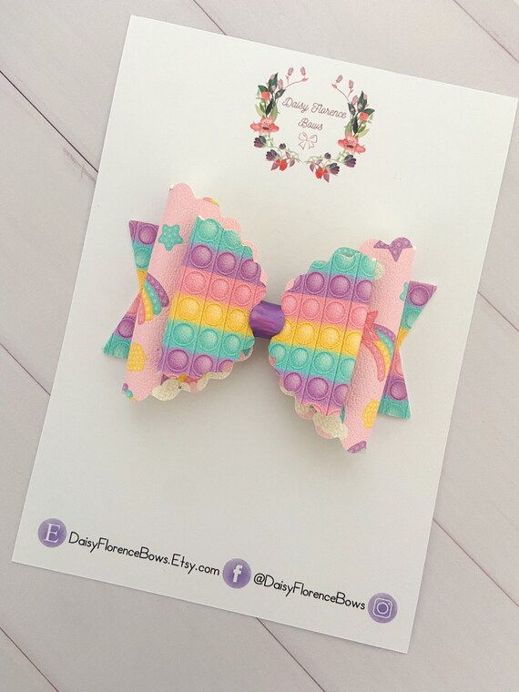 Rainbow Pop It Fidget Pink Purple Hair Bow Baby Girl Hair - Etsy