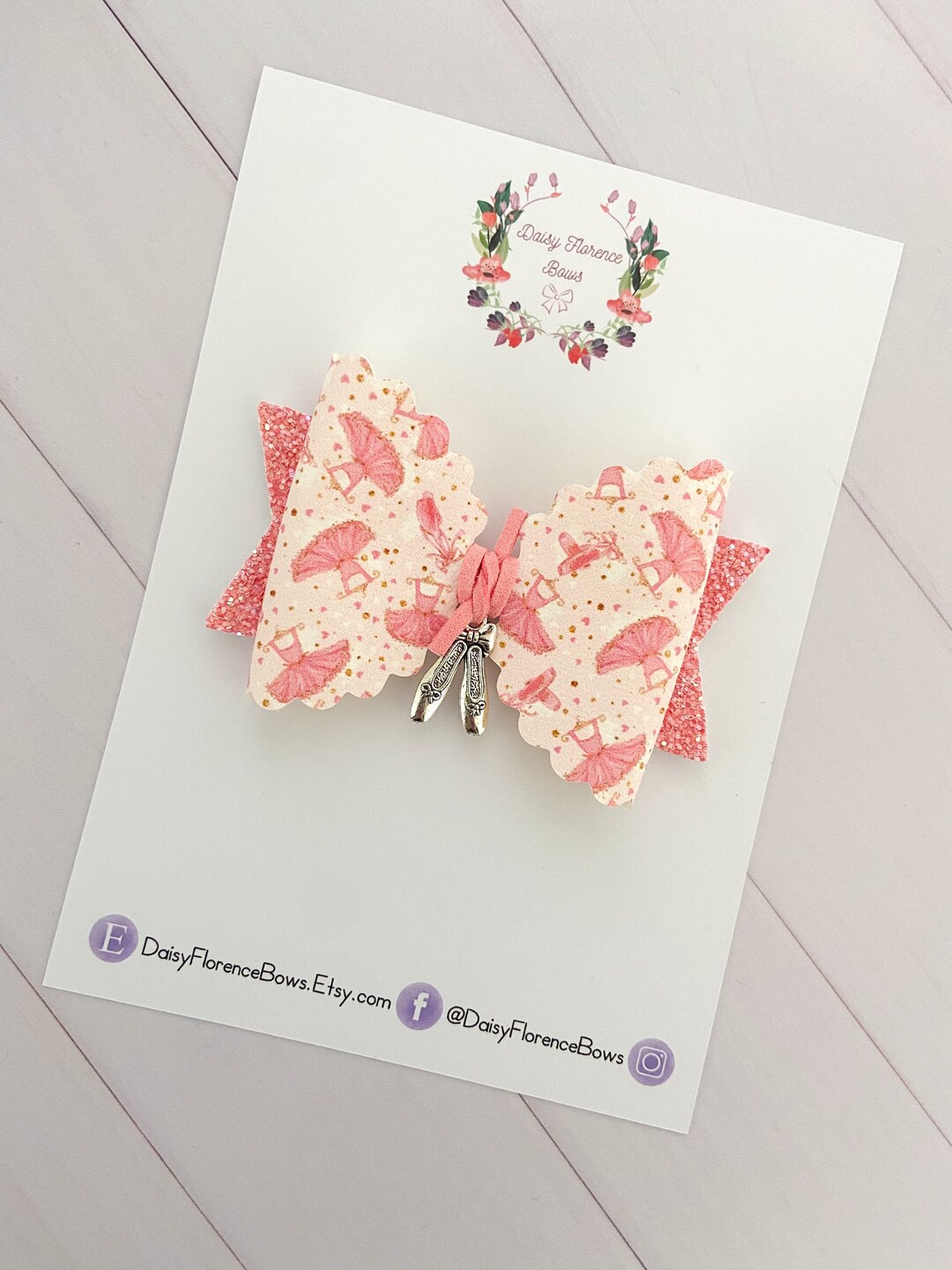 Ballet Dancer Hair Bow, Pink Glitter, Sparkly Charm - Etsy