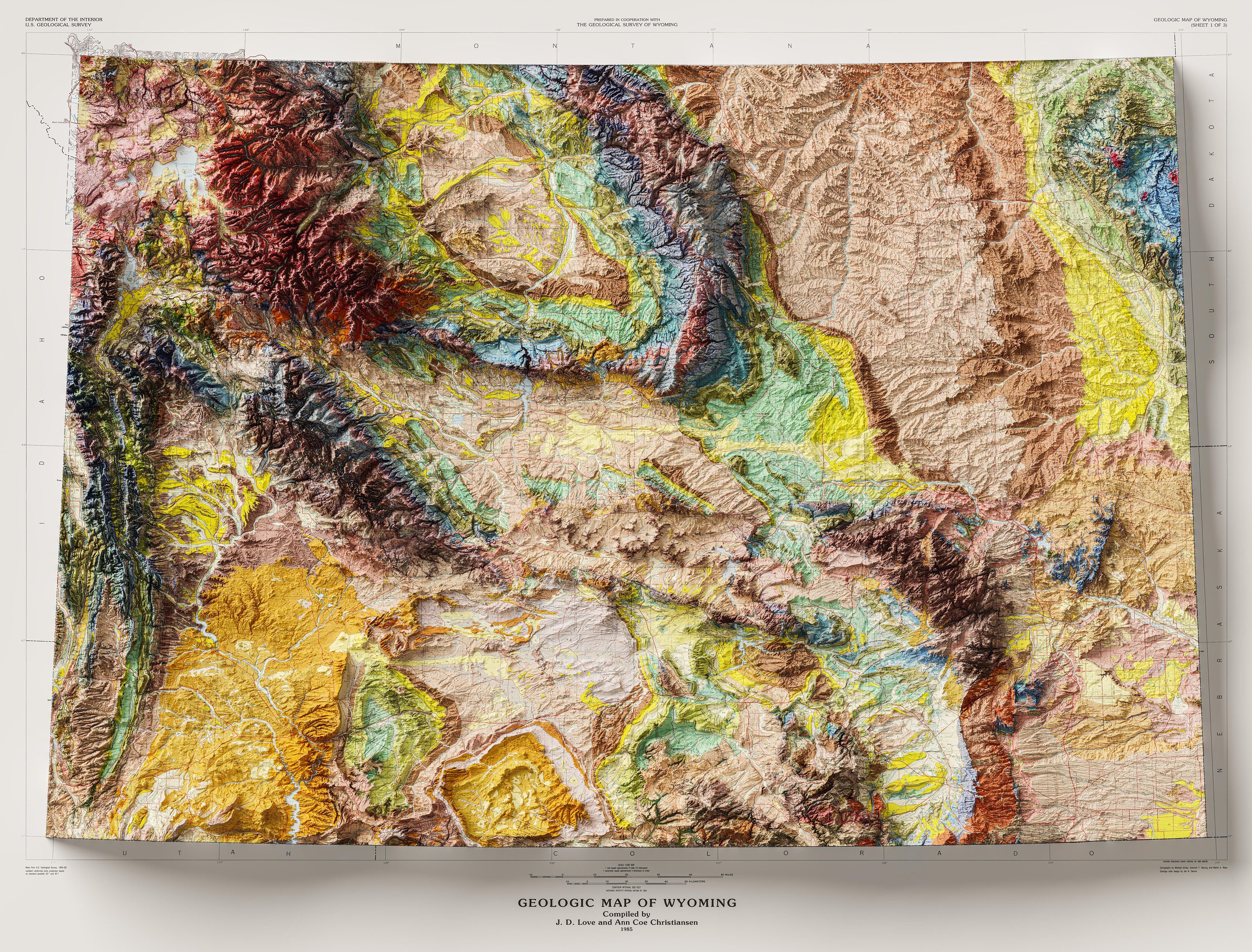 Wyoming Geological Map – 1985 Vintage Style - Etsy