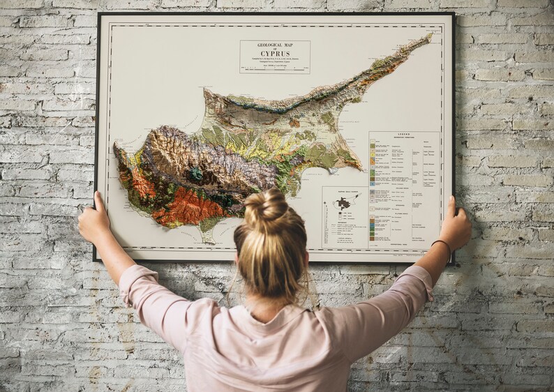 Geologic Map of Cyprus 1969, Vintage Cyprus Reprint Historical Map With ...