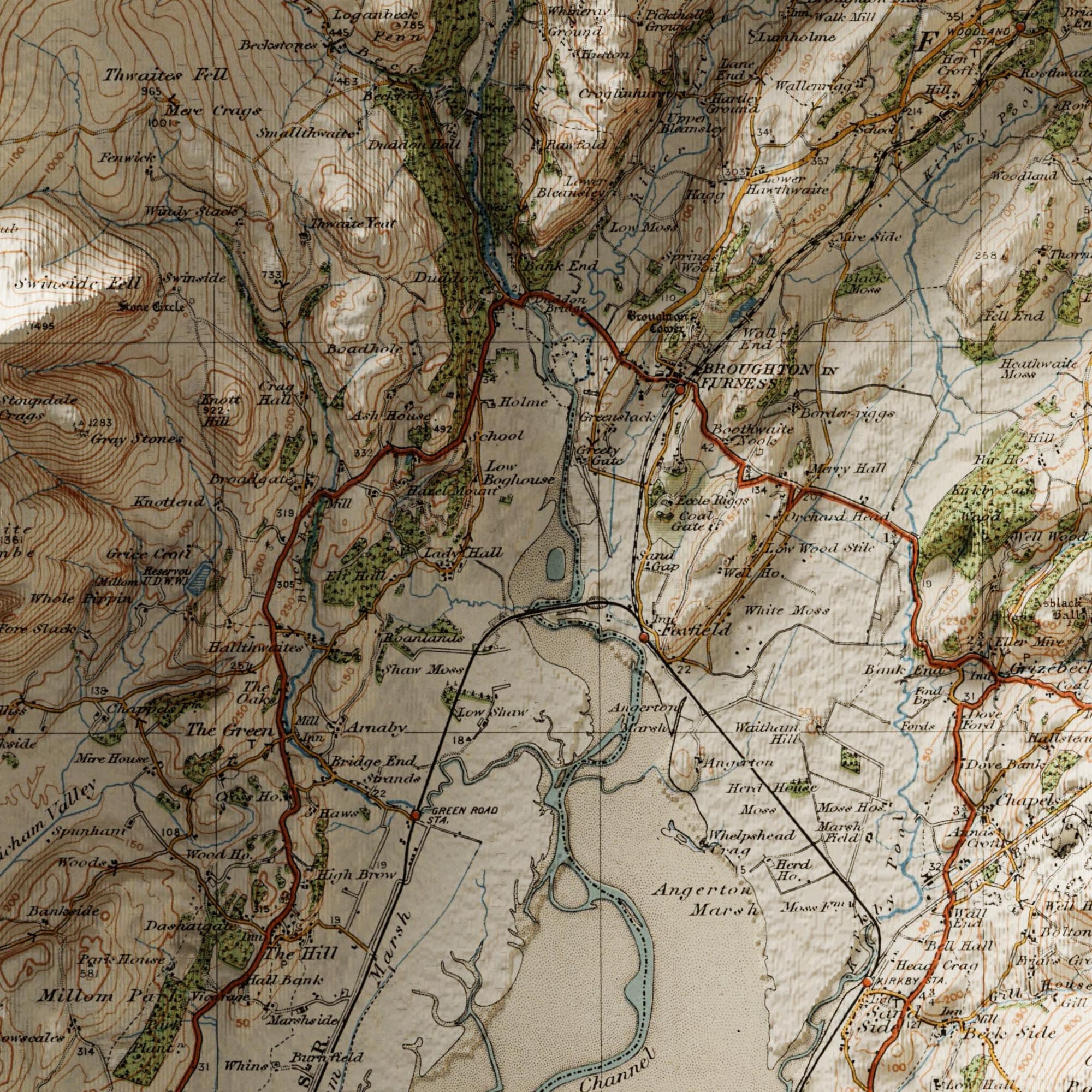 Windermere-ulverston Lake District Topographic Map 1925 Vintage Reprint ...