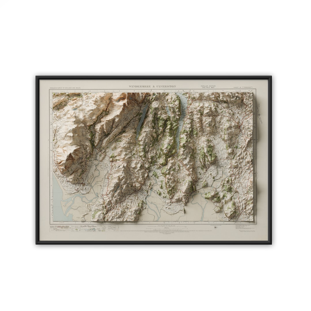 Windermere-ulverston Lake District Topographic Map 1925 Vintage Reprint ...