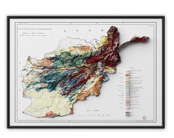 Geologic Map of Afghanistan - Etsy UK