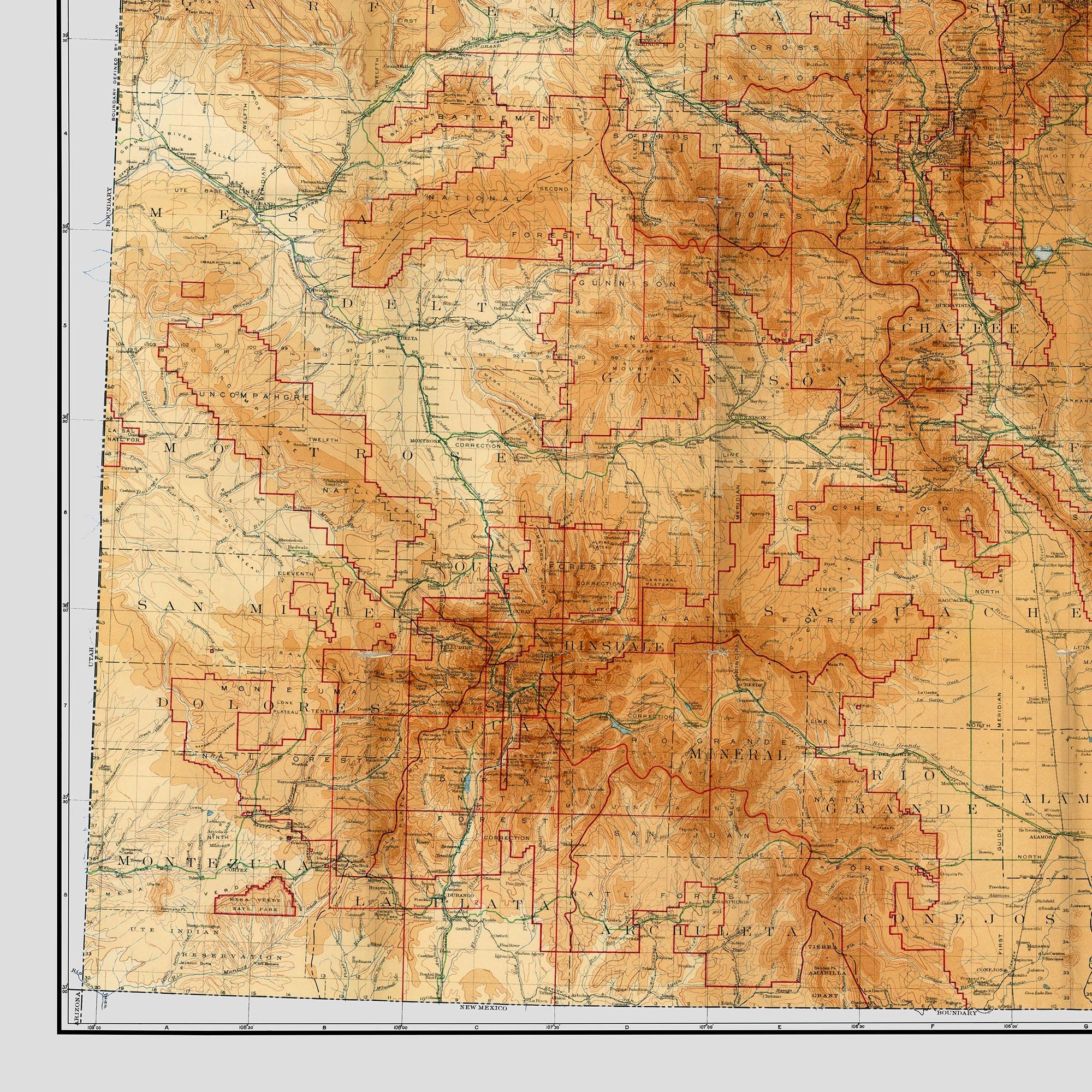 Old Colorado Topographic Map 1913, Vintage Map of Colorado, Topographic ...