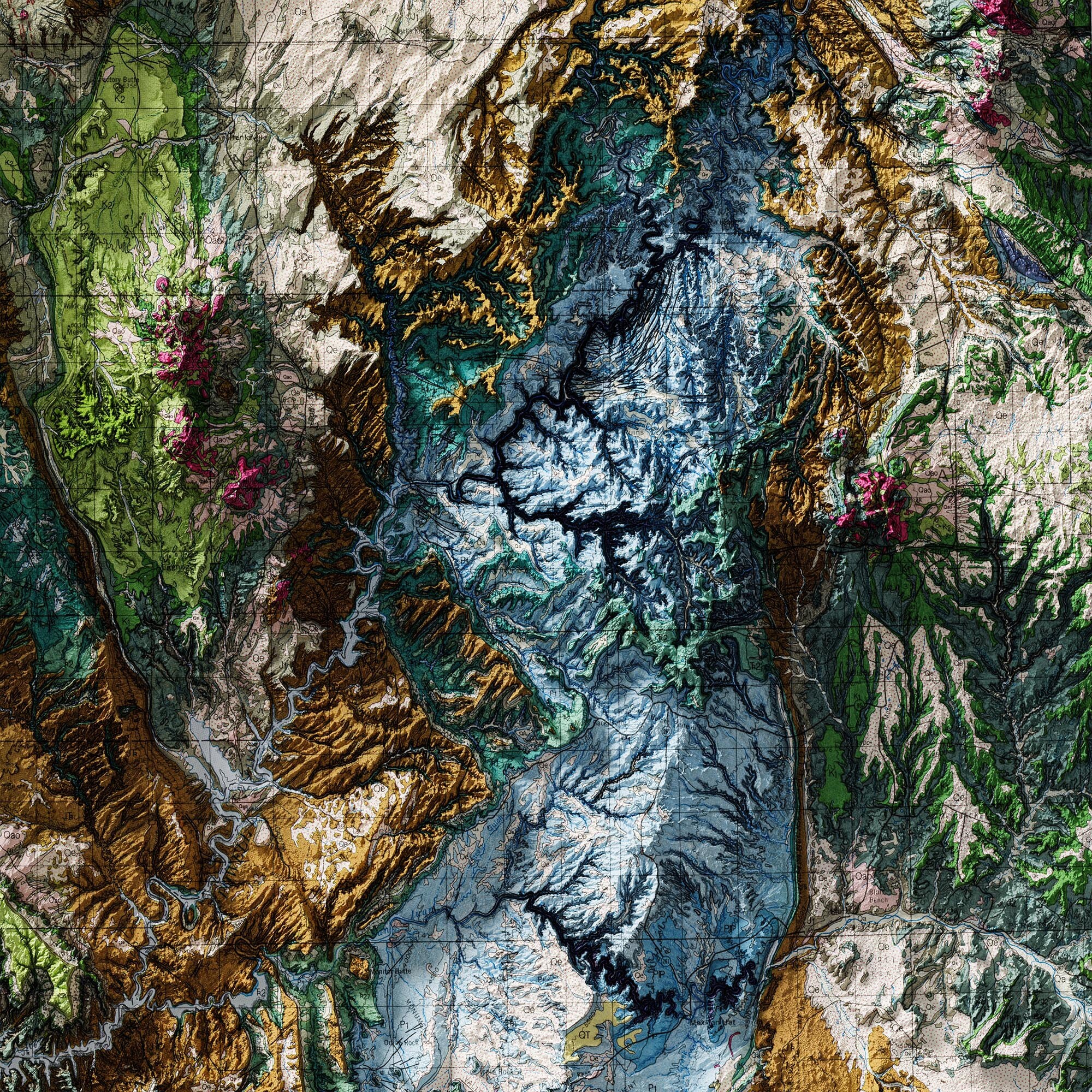 Utah Geologic Map 1980 Vintage Reprint Historical Map, Shaded Relief ...