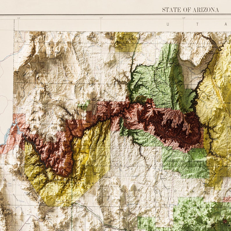 Vintage Arizona Geologic Map 1959 Unique Home Decor Accent Vintage ...