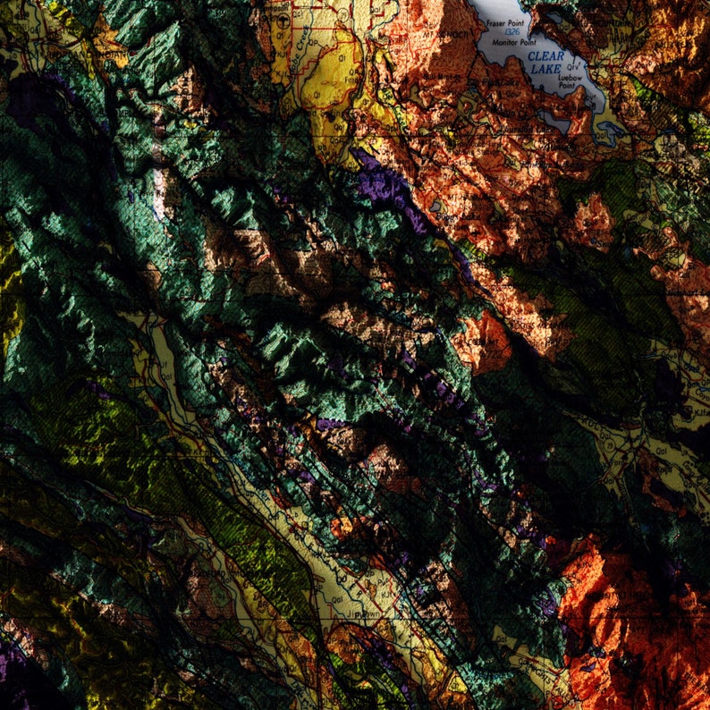 Mapa de Santa Rosa Mapa geológico de Santa Rosa California - Etsy México