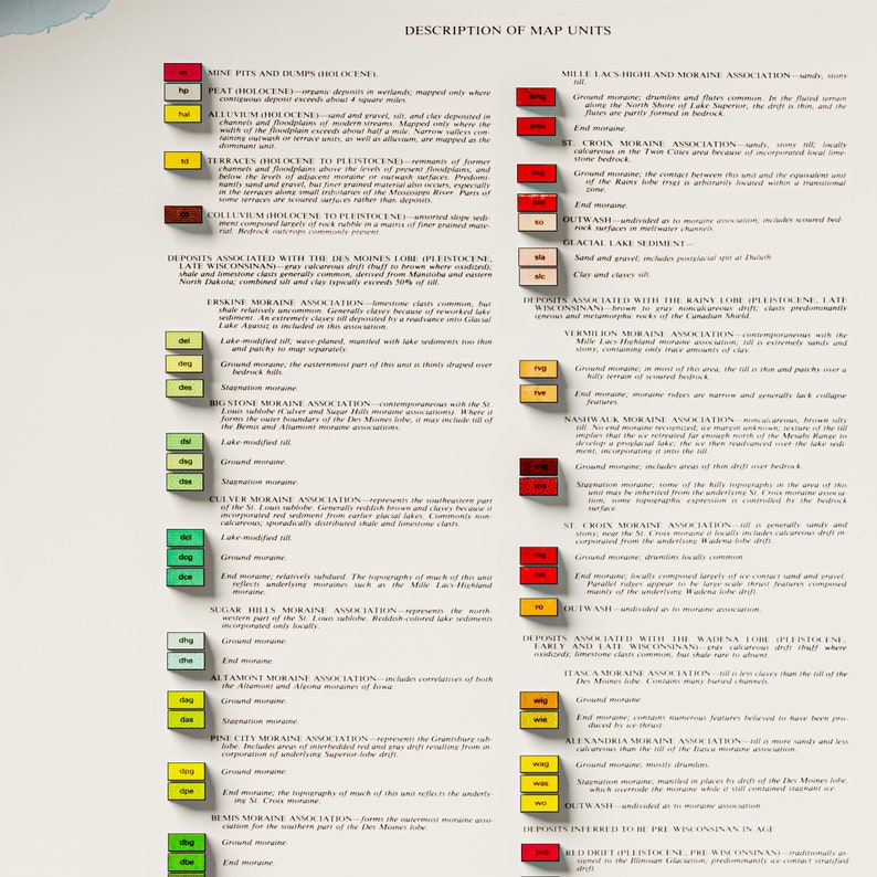 Minnesota Map, Vintage Geological Map of Minnesota 1982, Minnesota Wall ...