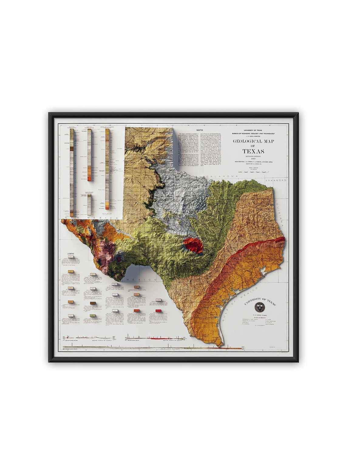 Geologic Map of the State of Texas 1919 Vintage Reprint - Etsy