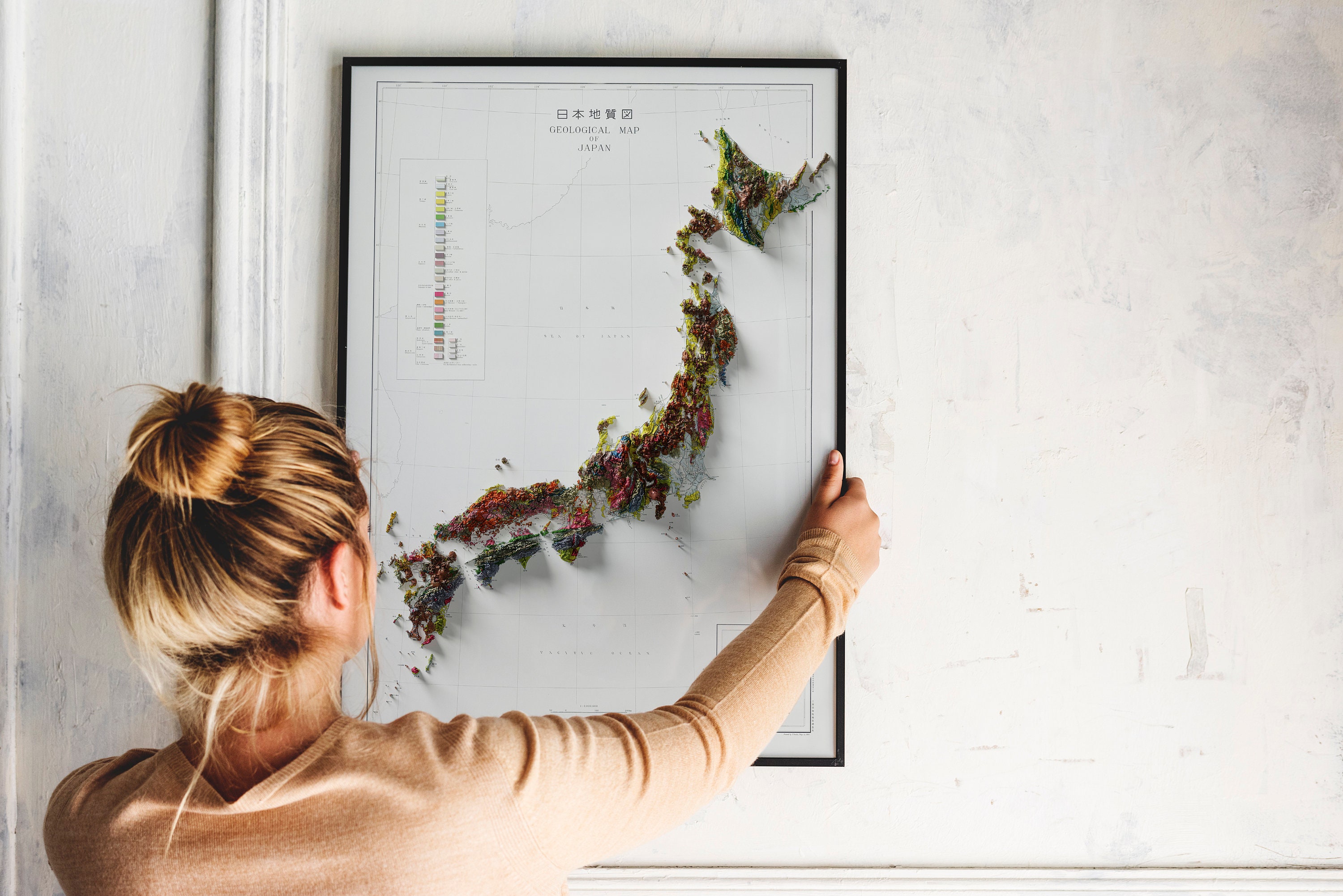 Geological Map of Japan 1956, Vintage Map Wall Art With Relief Effect ...
