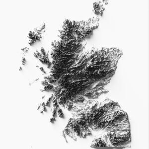 Scotland Map With Relief Effect, Modern Art, Minimalist Style, Wall ...