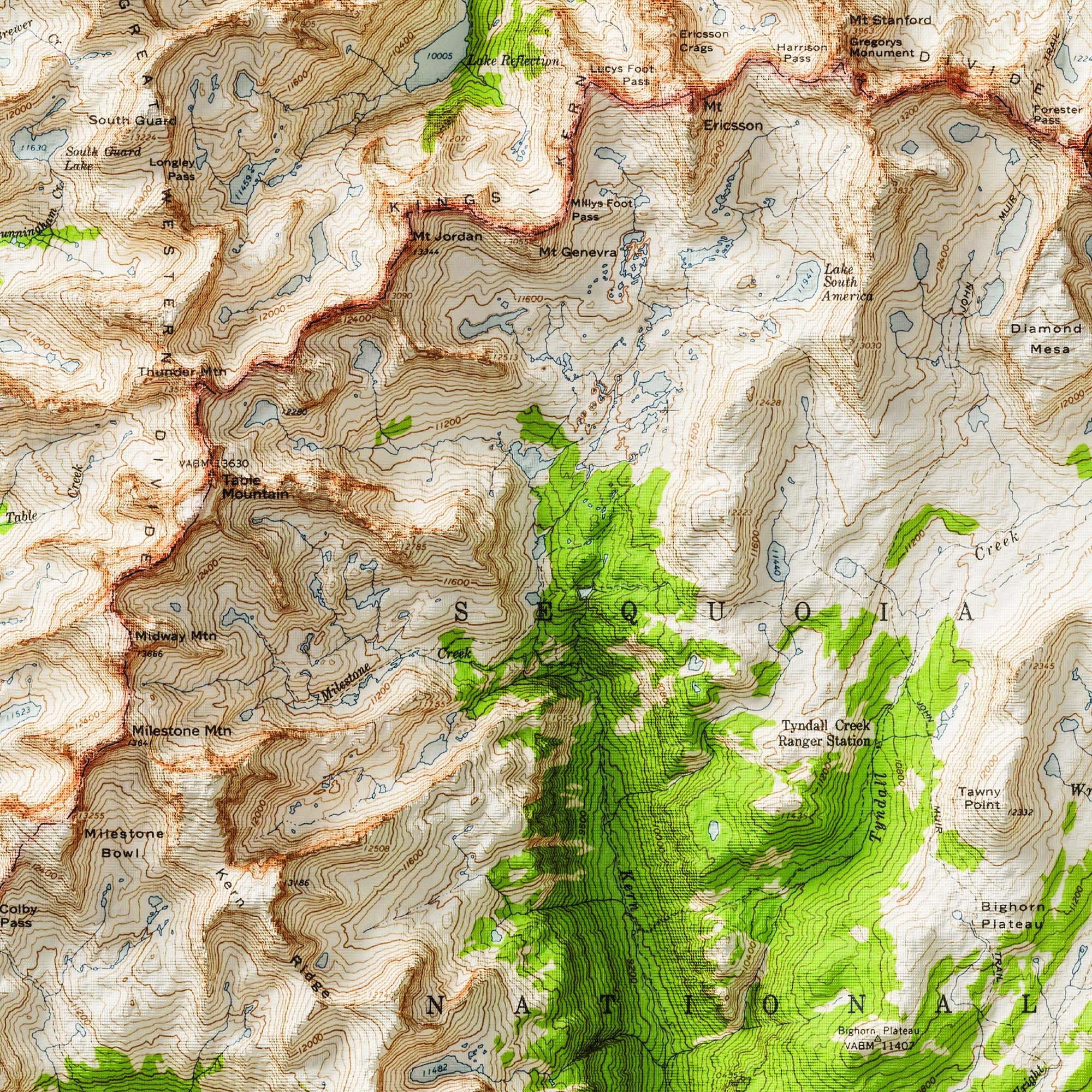 Mount Whitney Map, Mount Whitney Sierra Nevada Wall Art, Vintage Mount ...