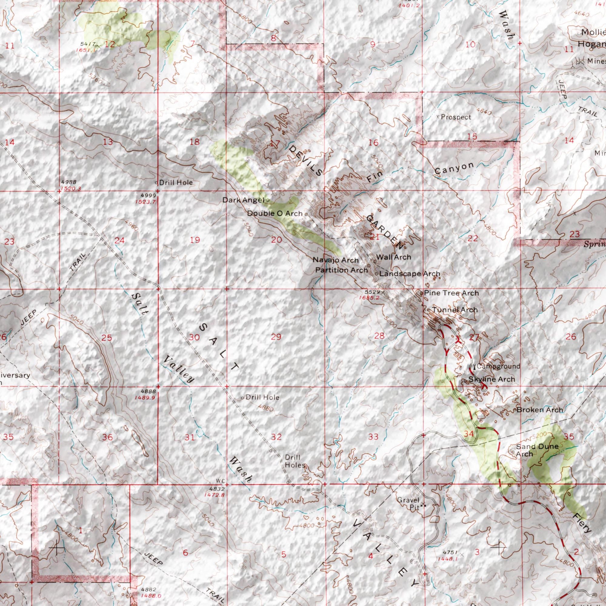 Arches Map Arches National Park Topographic Map Utah, Vintage Reprint ...
