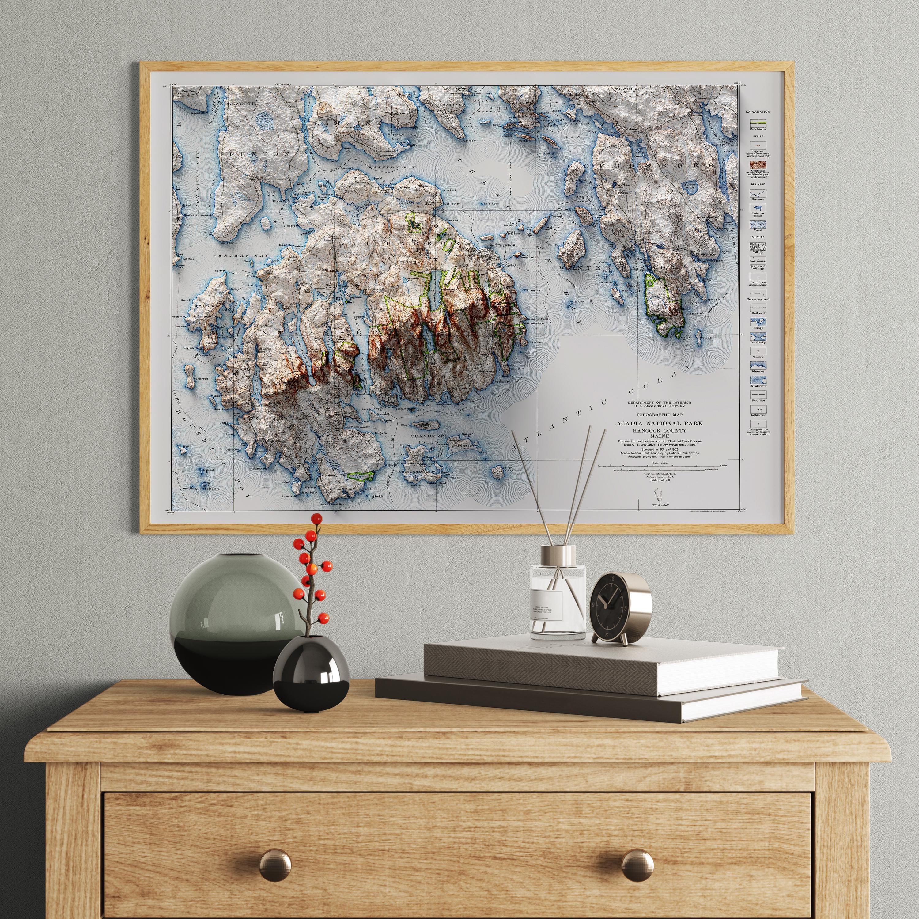 Acadia National Park Topographic Map – 1931 Vintage Print - Etsy