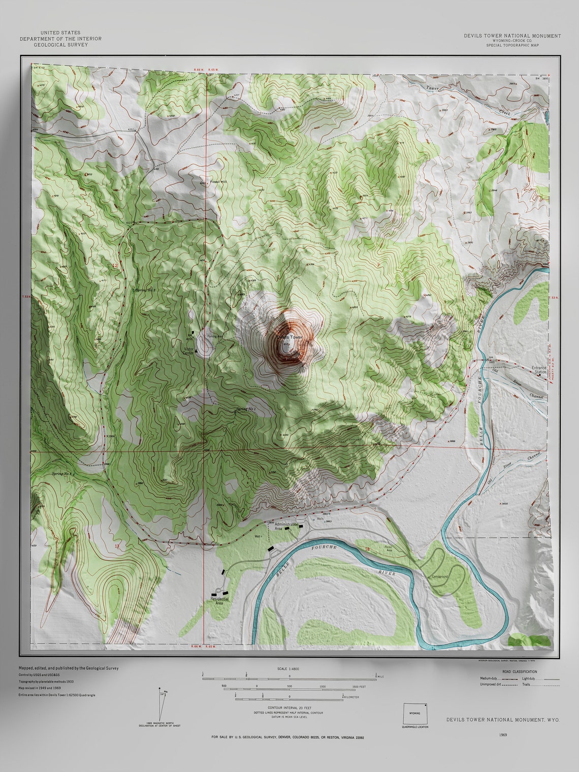 Devils Tower National Monument Topographic Map-wyoming 1969 Vintage ...