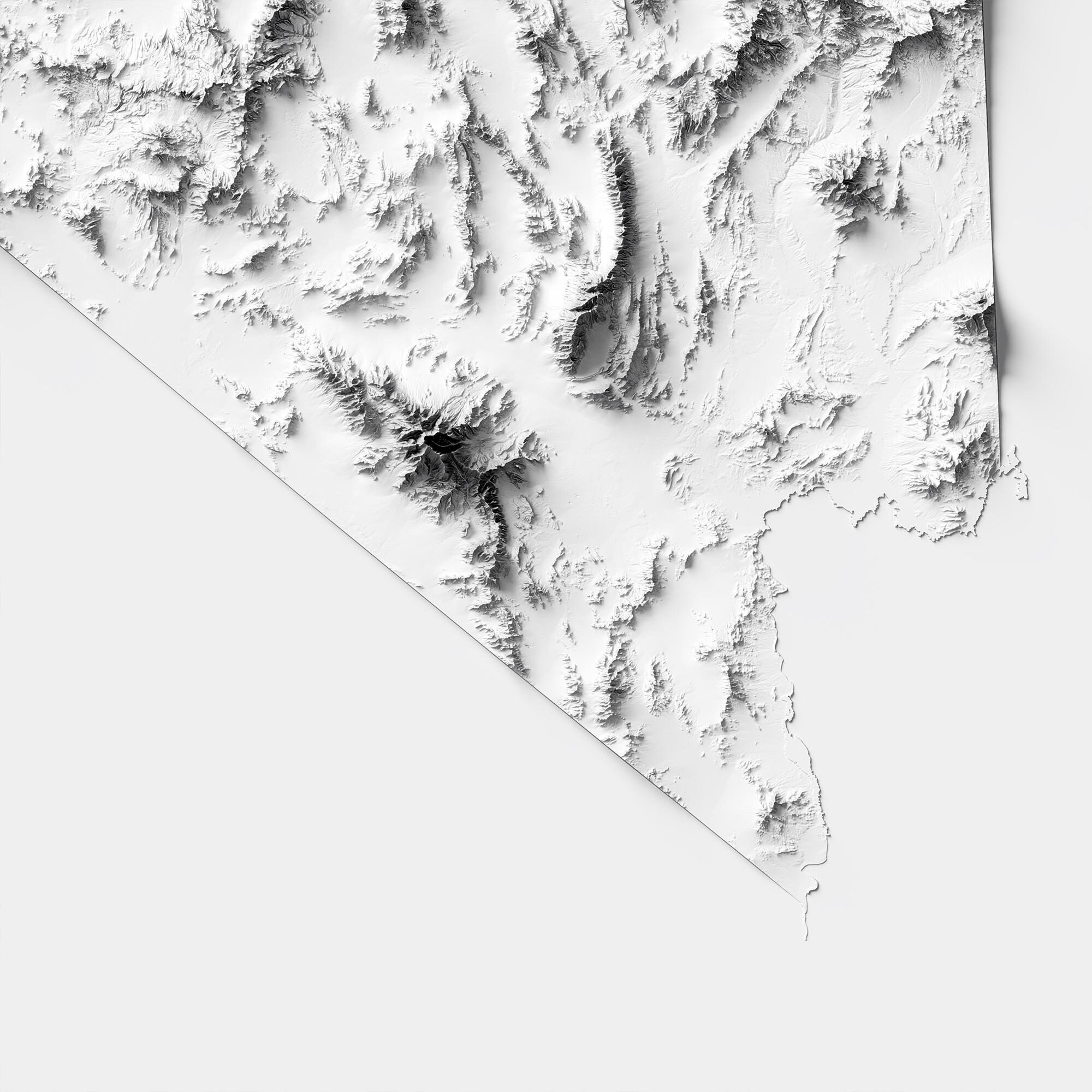 Nevada State Map With Relief Effect Elevation Map Moder Art - Etsy