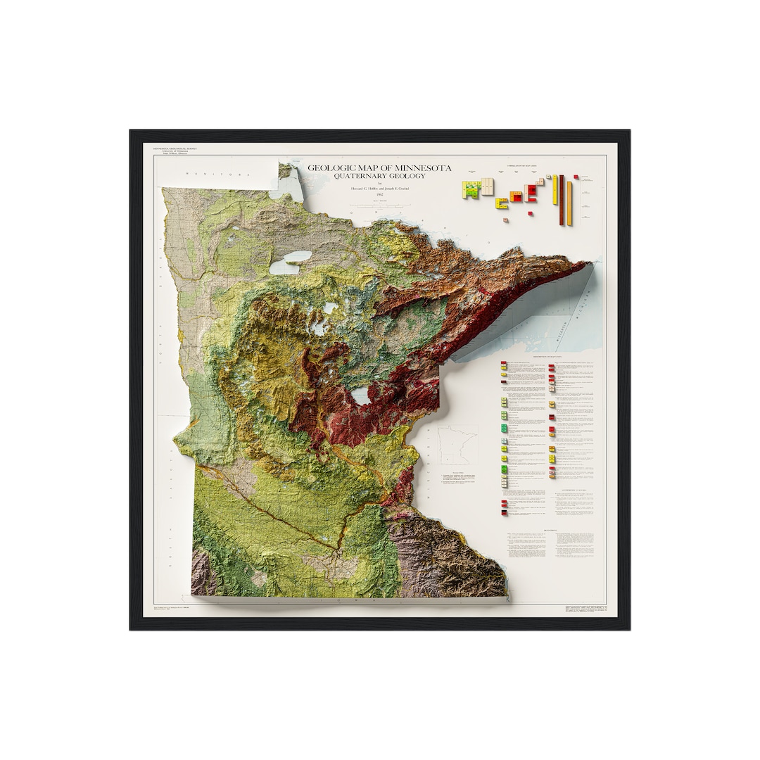 Minnesota Map, Vintage Geological Map of Minnesota 1982, Minnesota Wall ...