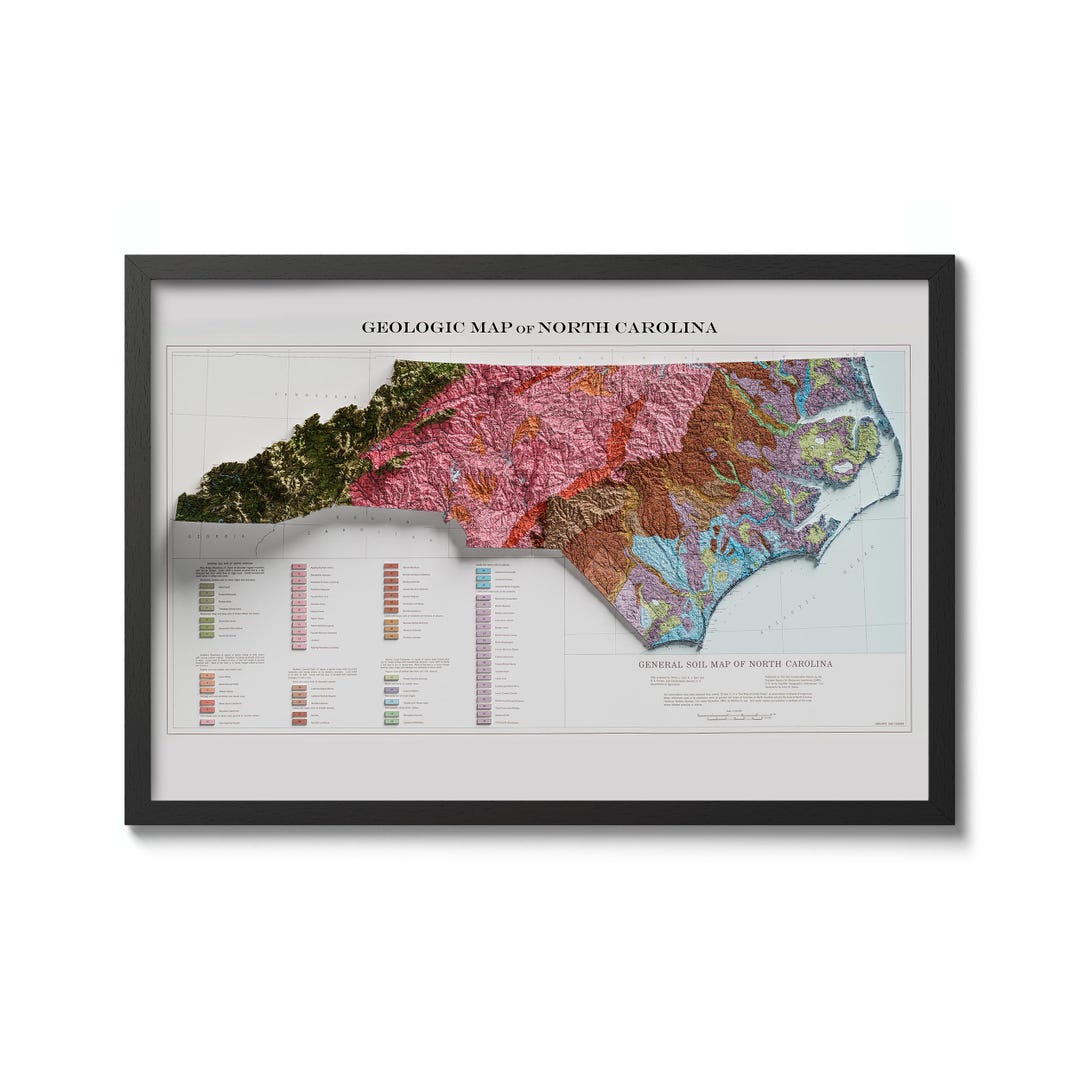 North Carolina Map, Geologic Map of North Carolina-vintage Reprint ...
