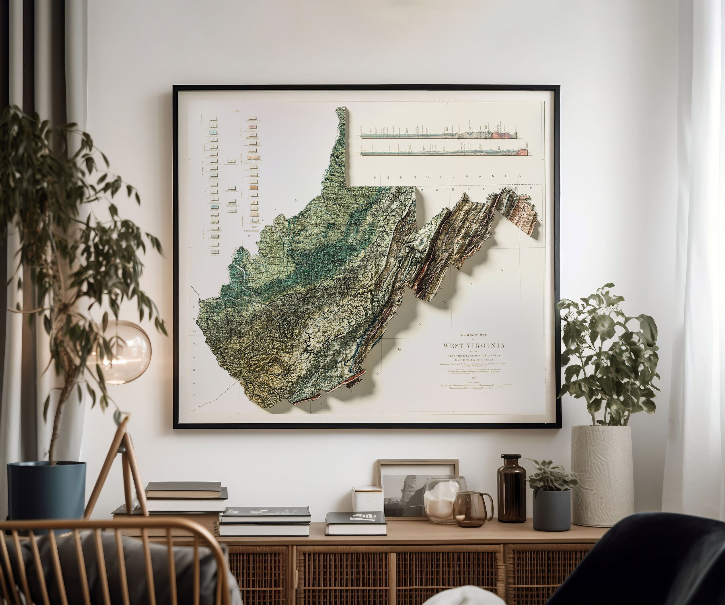 Vintage West Virginia Geologic Map 1932, West Virginia Vintage Reprint ...