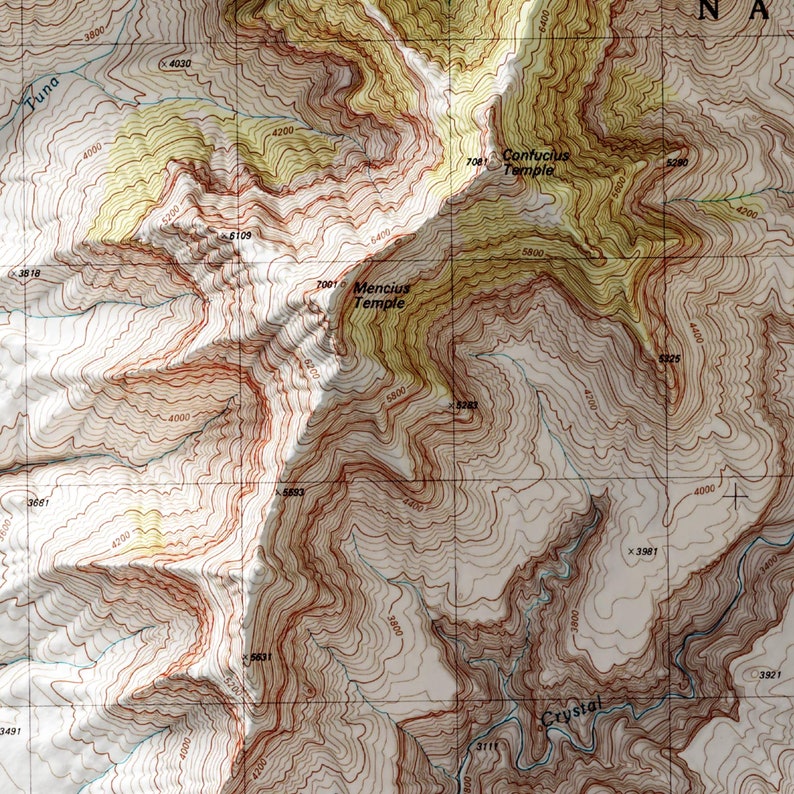Shiva Temple Map, Grand Canyon National Park Map, Topographic Map With ...
