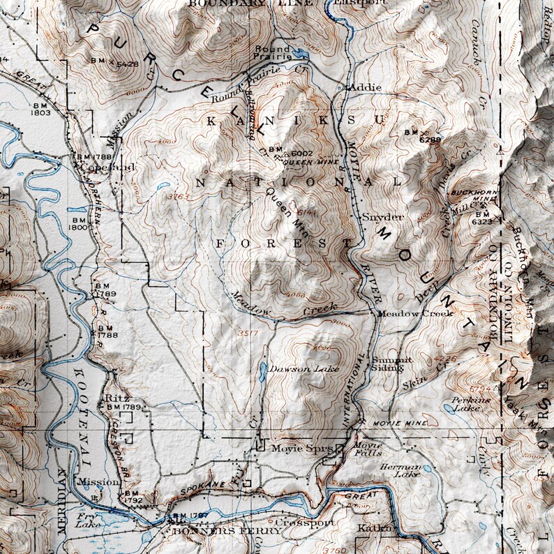 Topographic Map of Priest Lake 1911 Idaho Vintage Reprint - Etsy