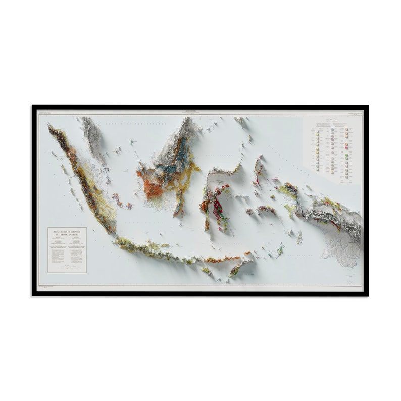 Indonesia Map 1965-vintage Reprint Historical Wall Map With Relief ...