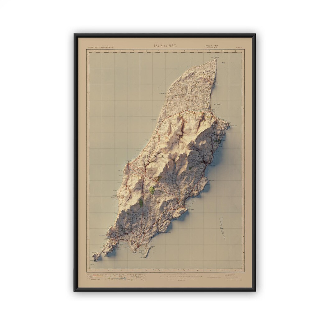 Isle of Man Topographic Map 1921 Vintage Reprint Historical Map With ...