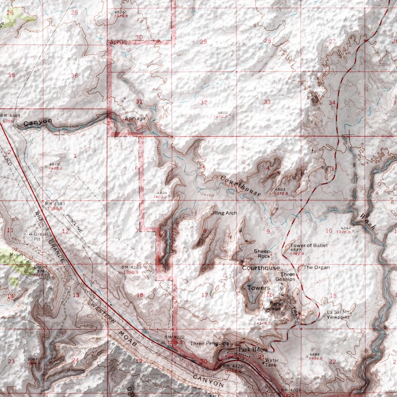 Arches Map Arches National Park Topographic Map Utah, Vintage Reprint ...