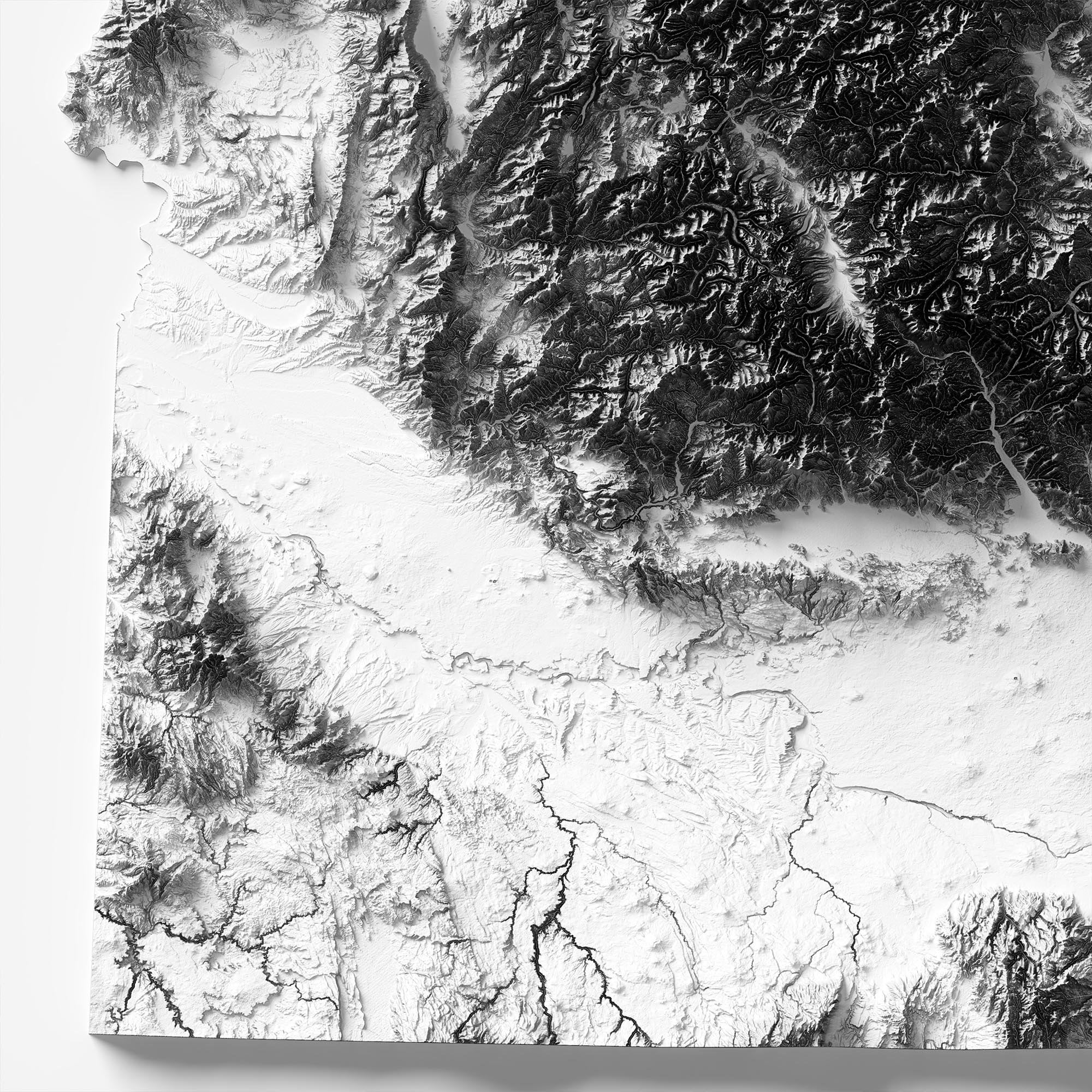 Idaho Elevation Map Art Print, Shaded Relief, Modern Minimalist Decor ...