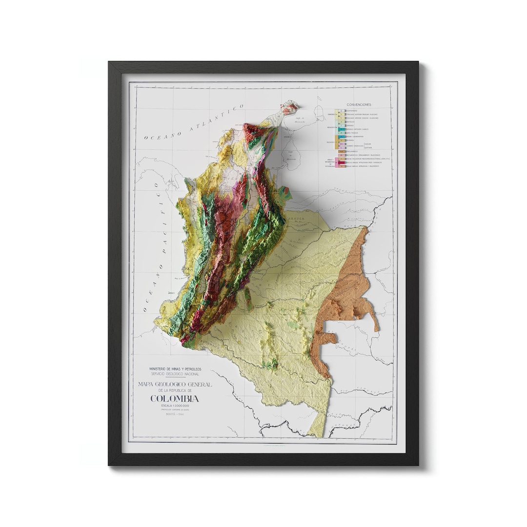 Vintage Colombia Map Print, 1944 Shaded Relief Wall Art - Etsy