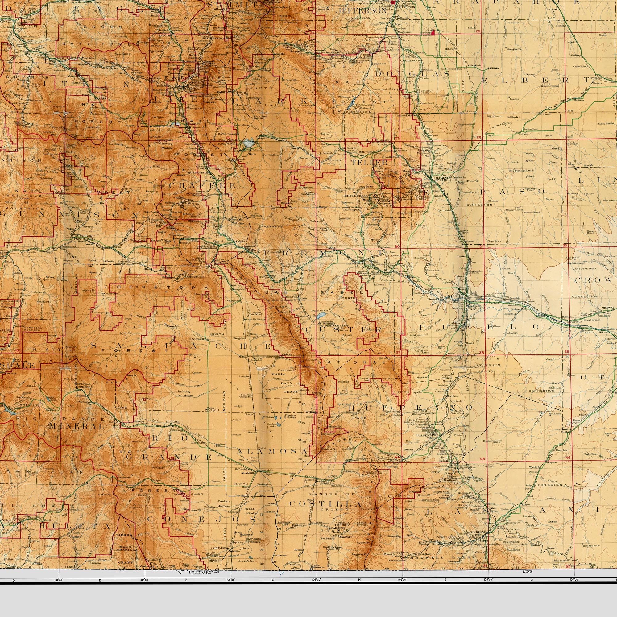 Old Colorado Topographic Map 1913, Vintage Map of Colorado, Topographic ...