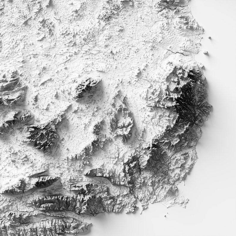 Ireland Map With Relief Effect, Modern Art, Minimalist Style, Wall ...