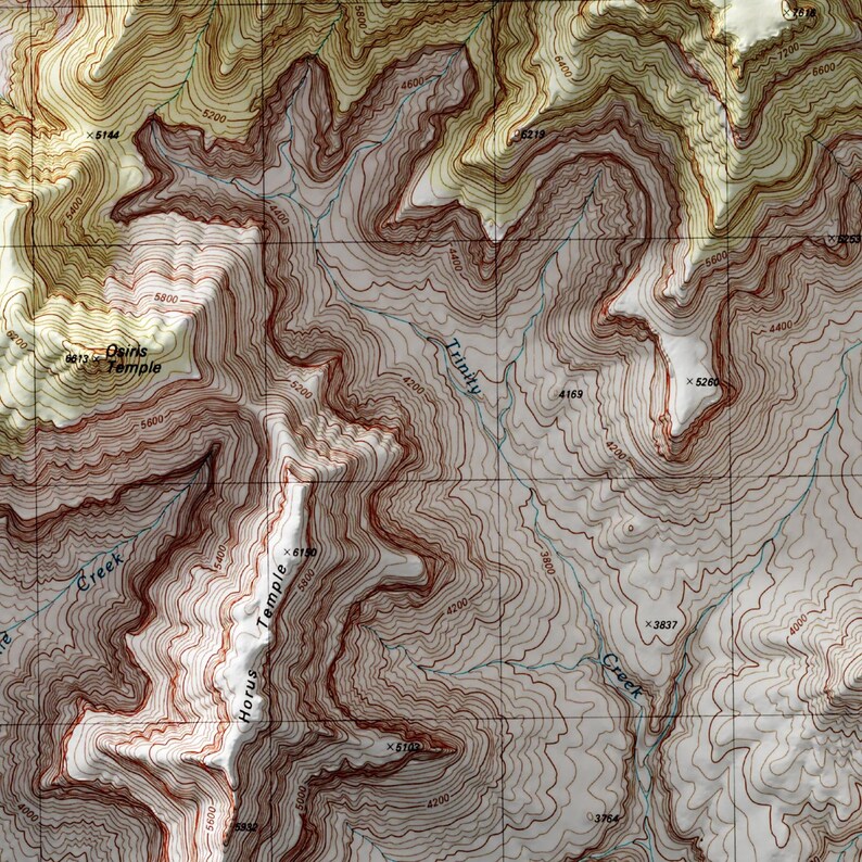 Shiva Temple Map, Grand Canyon National Park Map, Topographic Map With ...