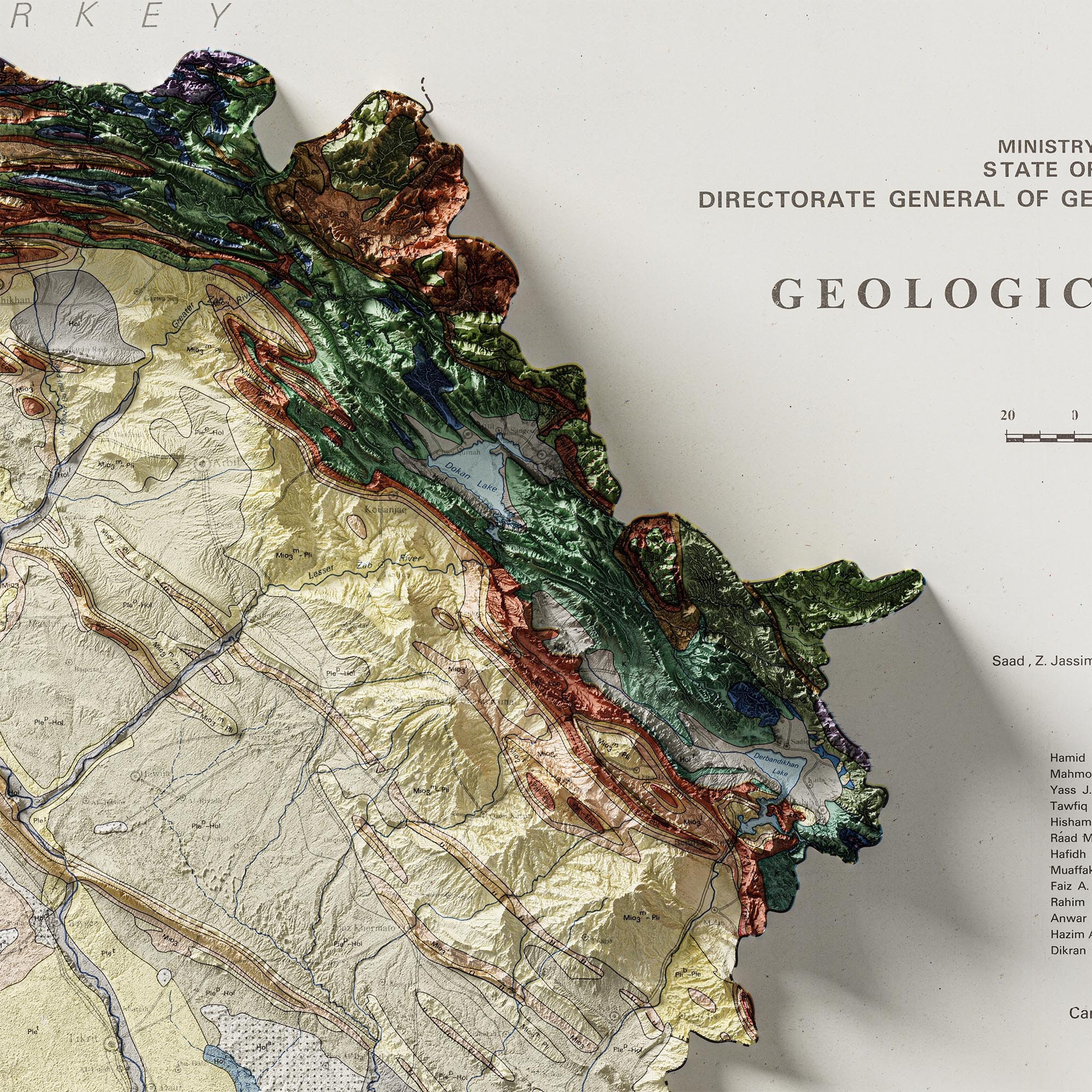 Iraq Geological Map Art Print, Vintage Shaded Relief Art - Etsy