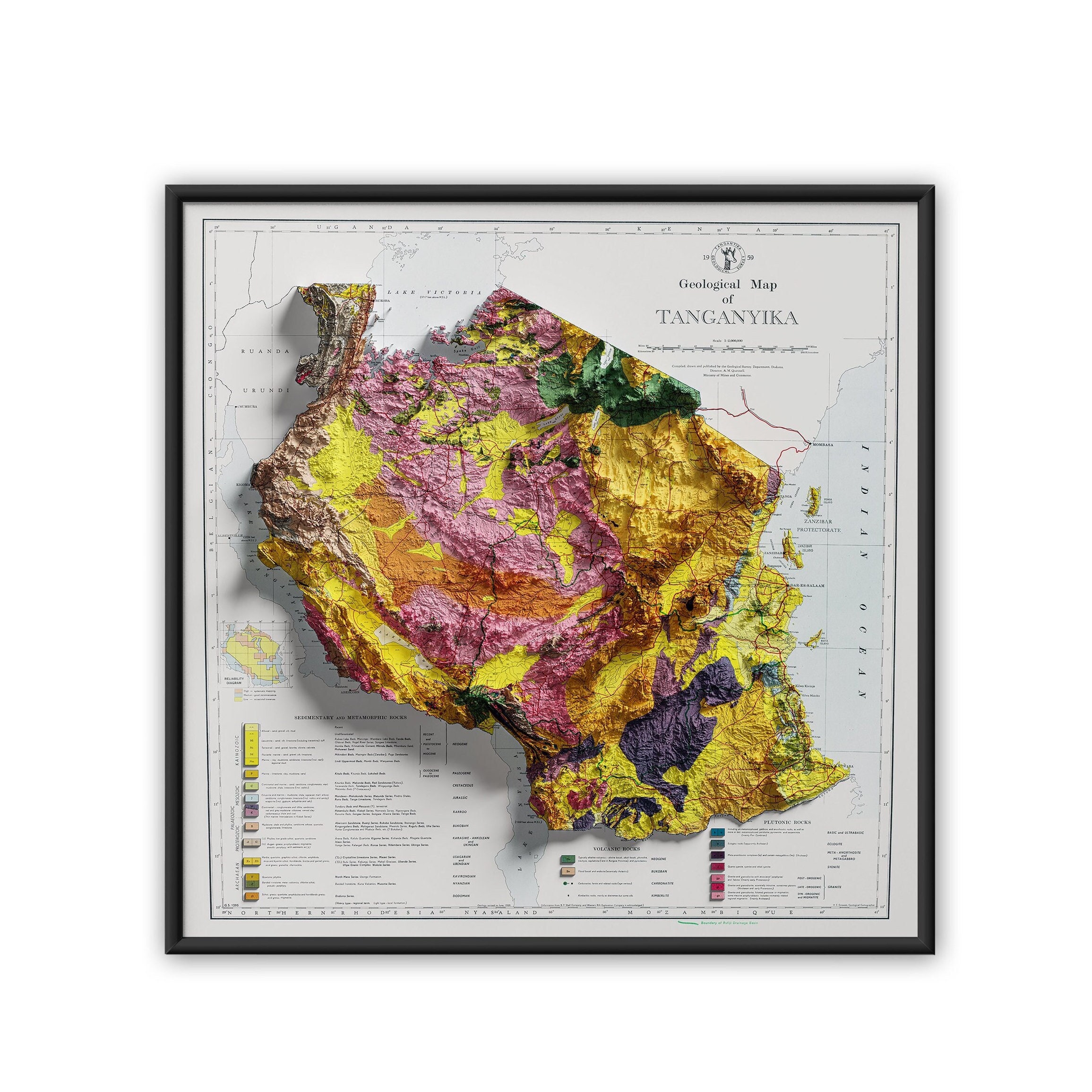 Tanzania Map, Geological Map of Tanganyika, Tanzania Map With Relief ...