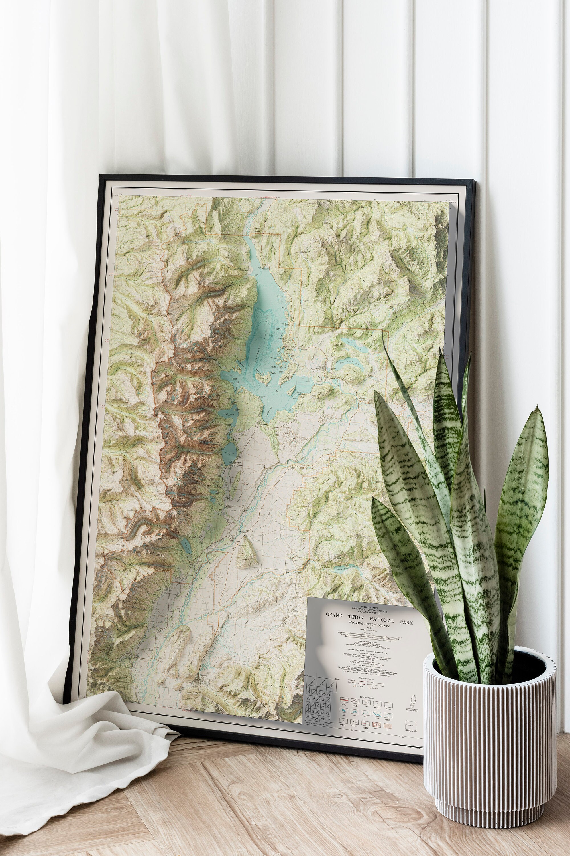 Grand Teton National Park Map, Vintage Map Print With Relief Effect ...