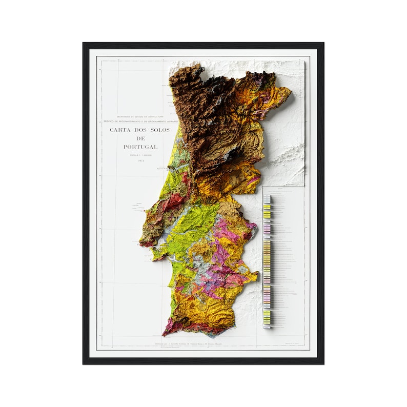 Portugal Map, Geological Map of Portugal 1971, Vintage Reprint ...