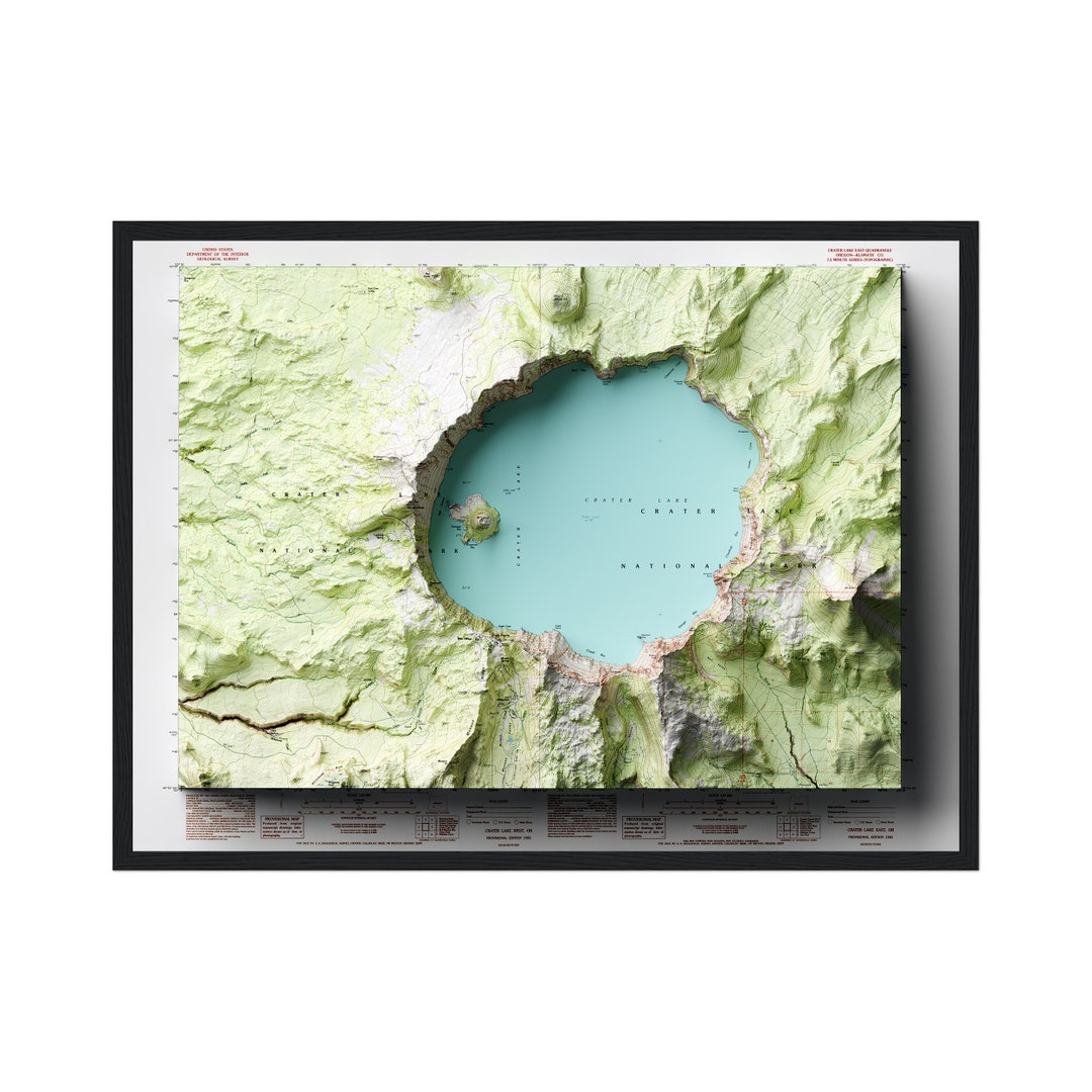 Crater Lake Map, Crater Lake National Park Topographic Map, Vintage ...