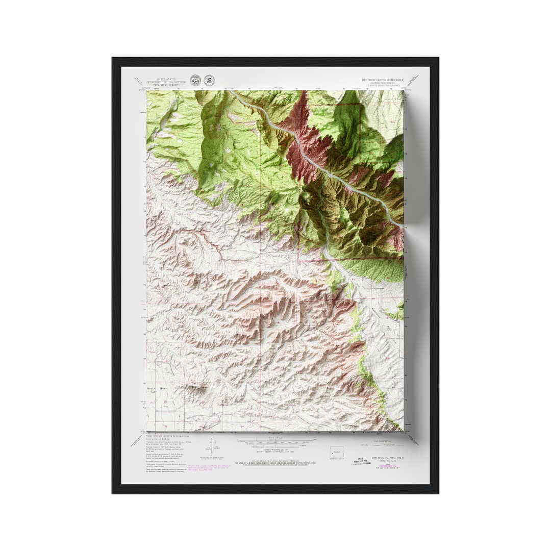 Red Rock Topographic Map-colorado, Vintage Map Print With Relief Effect ...
