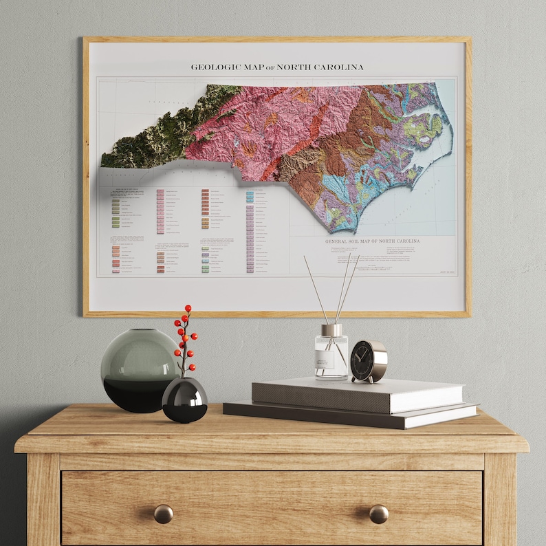 North Carolina Map, Geologic Map of North Carolina-vintage Reprint ...