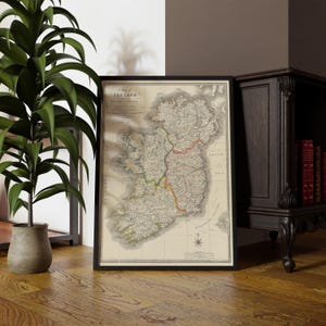 Vintage Map of Ireland 1847, Historic Old Map Antique Style, Wall Art ...