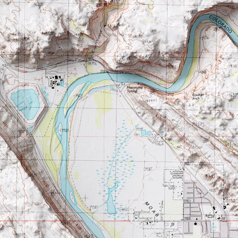Topographic Map of Moab 1985 Utah Vintage Reprint Historical - Etsy