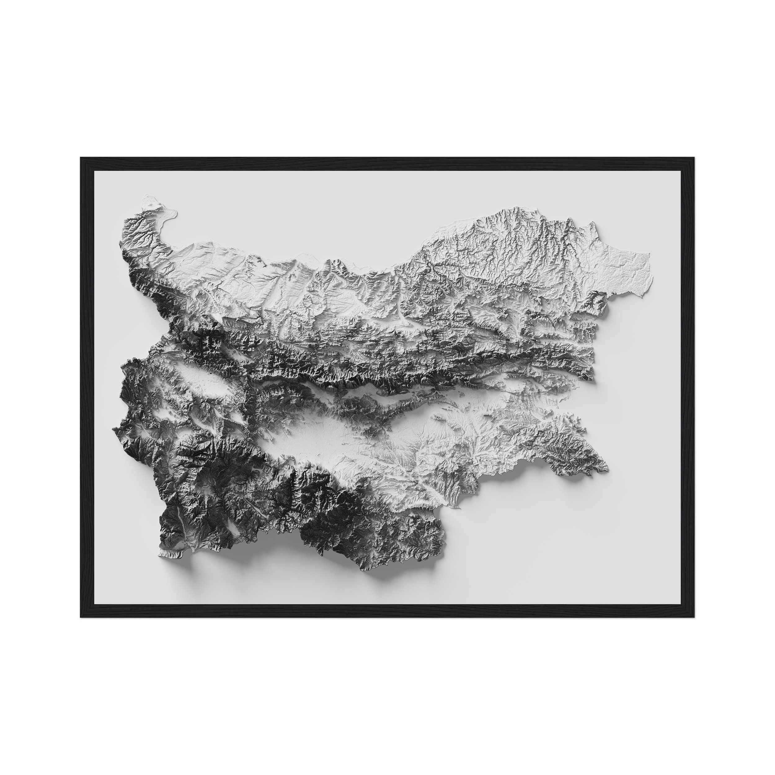 Bulgaria Map With Relief Effect, Bulgaria Elevation Map, Modern Art ...
