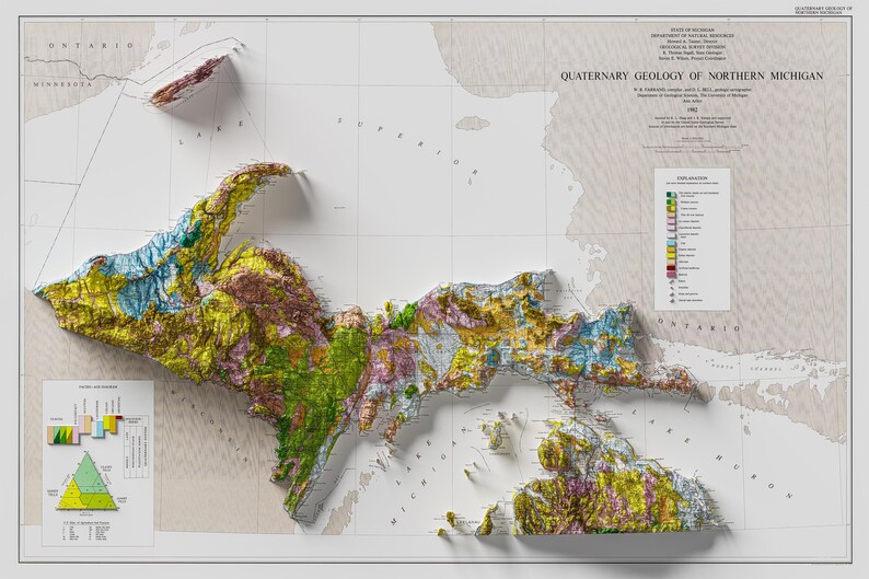 Upper Peninsula Michigan Geological Map Art Print – Vintage Style - Etsy