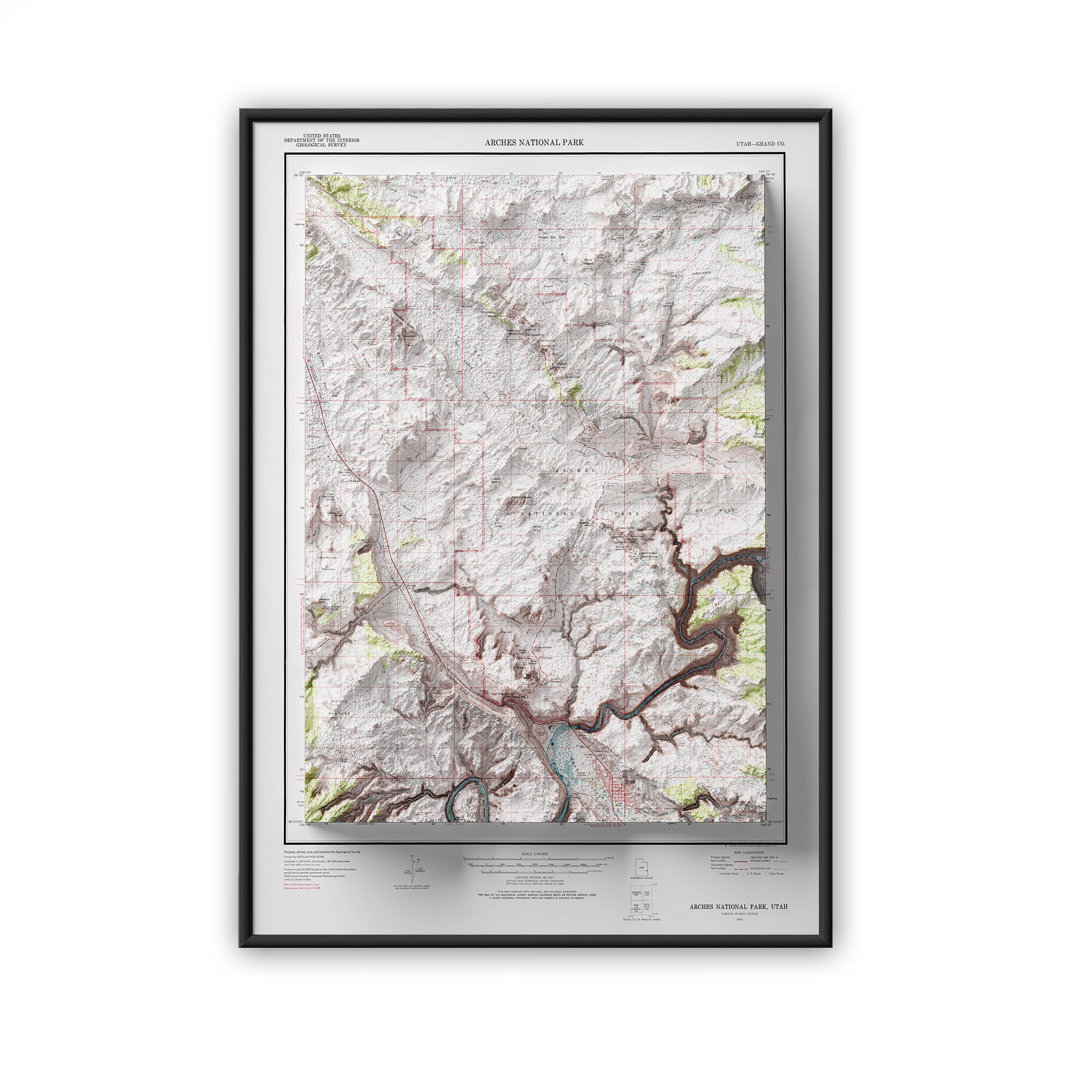 Arches Map Arches National Park Topographic Map Utah, Vintage Reprint ...