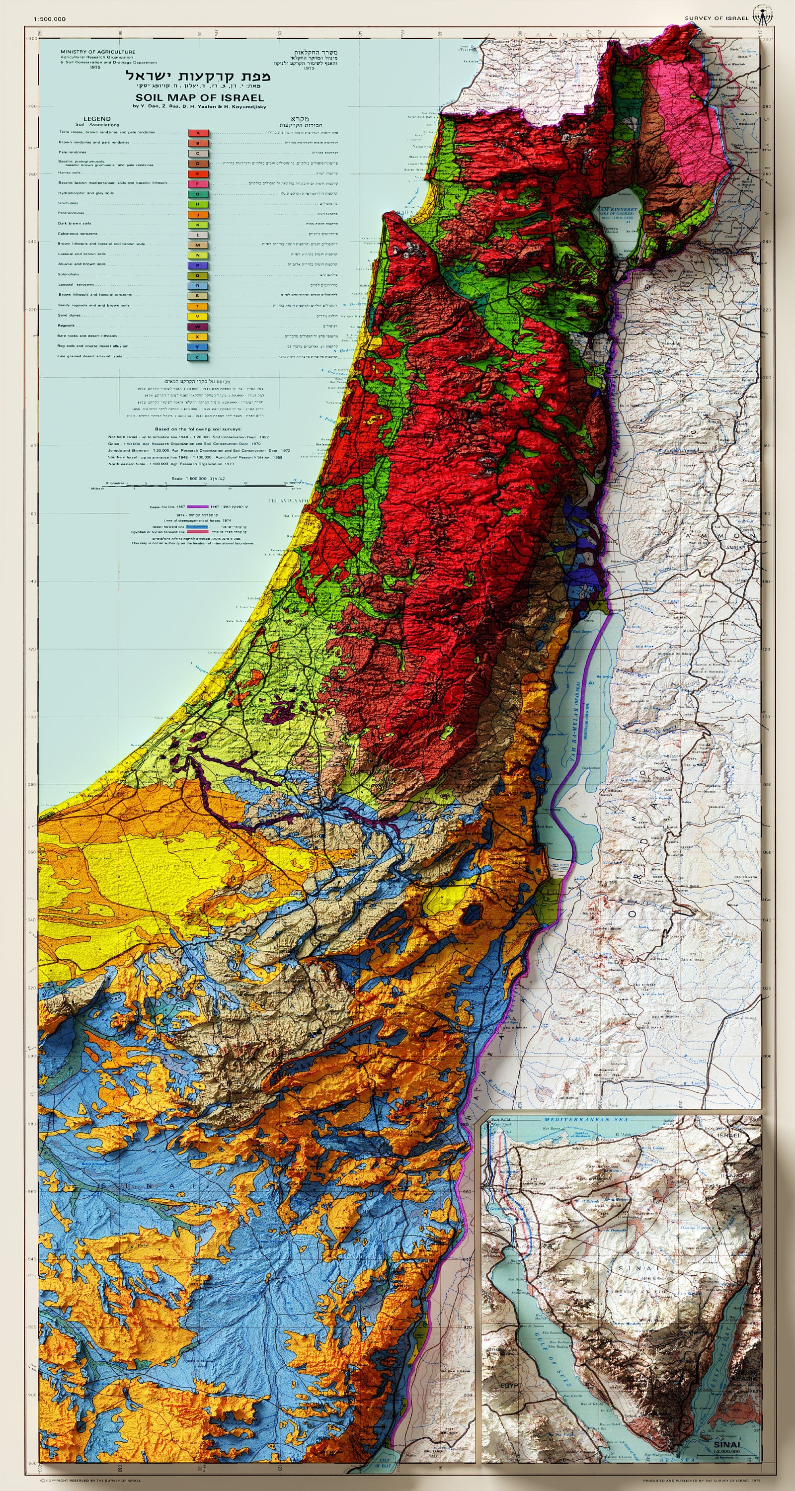 Vintage Geological Israel Map Print, Shaded Relief Wall Art - Etsy