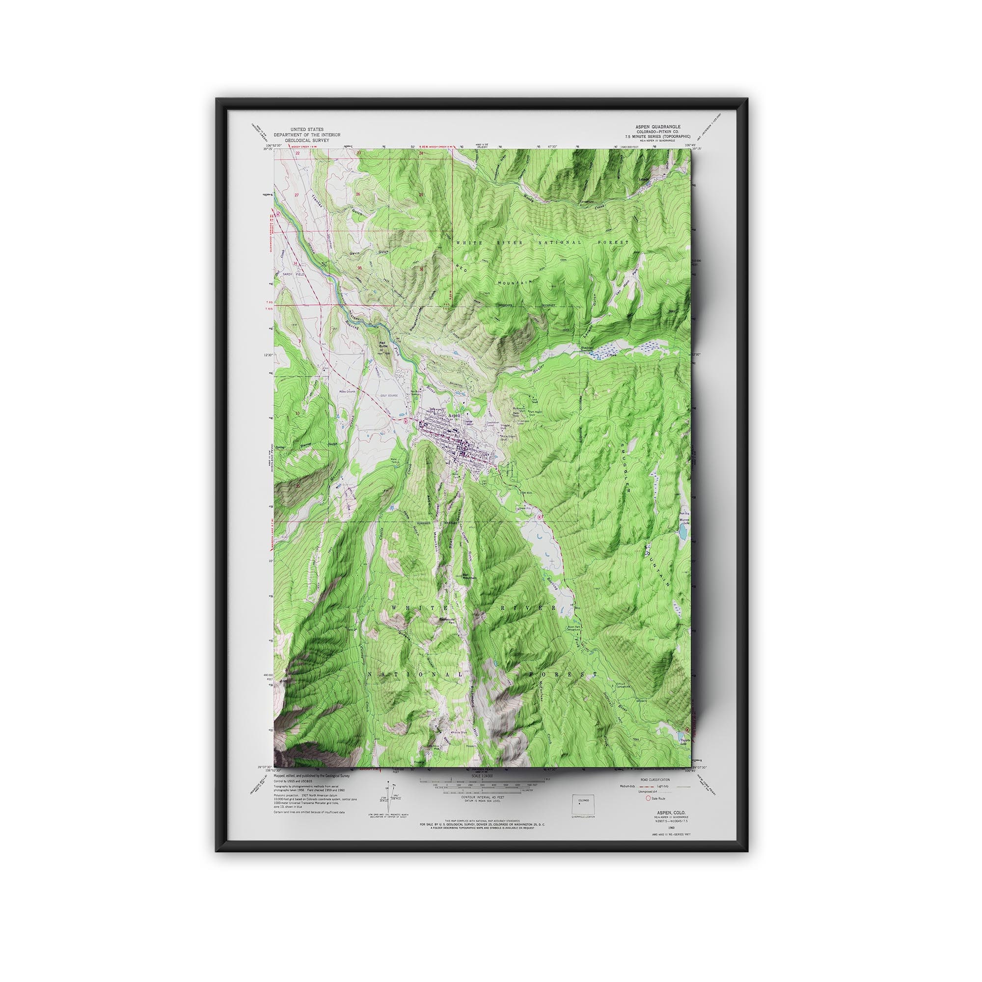 Aspen Topographic Map Colorado 1960 Vintage Reprint Historical Map With ...
