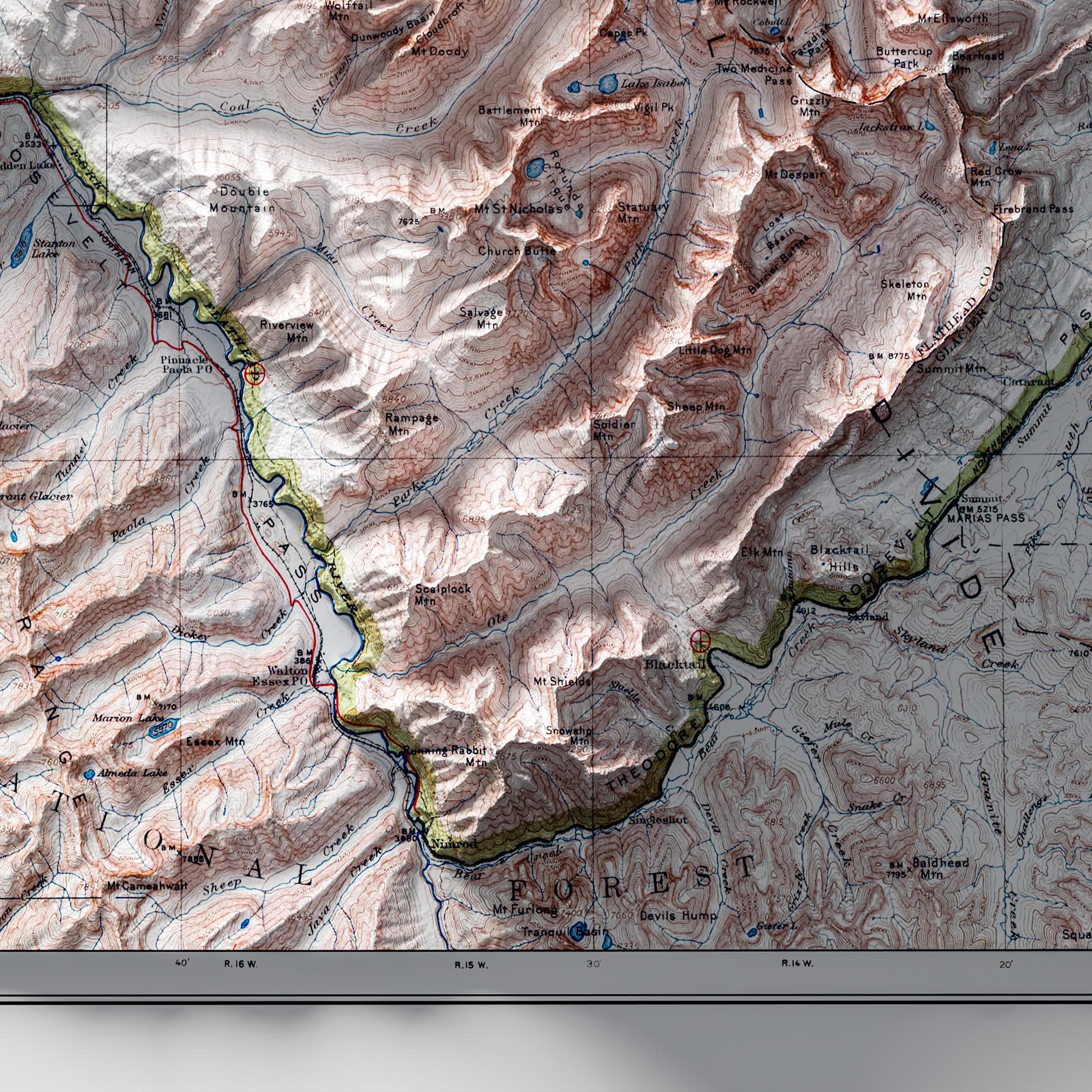 Glacier National Park Vintage Topographic Map Art Print - Etsy